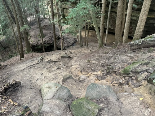 Whispering Cave and Hemlock Bridge at Hocking Hills State Park