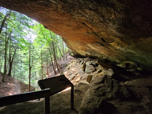 Whispering Cave and Hemlock Bridge at Hocking Hills State Park