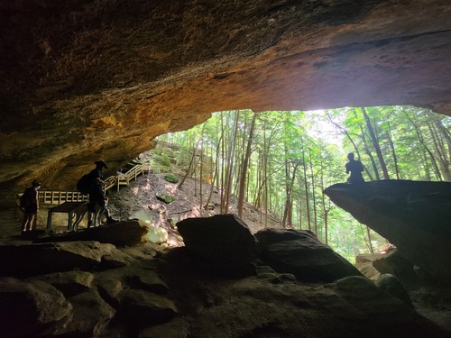 Whispering Cave and Hemlock Bridge at Hocking Hills State Park