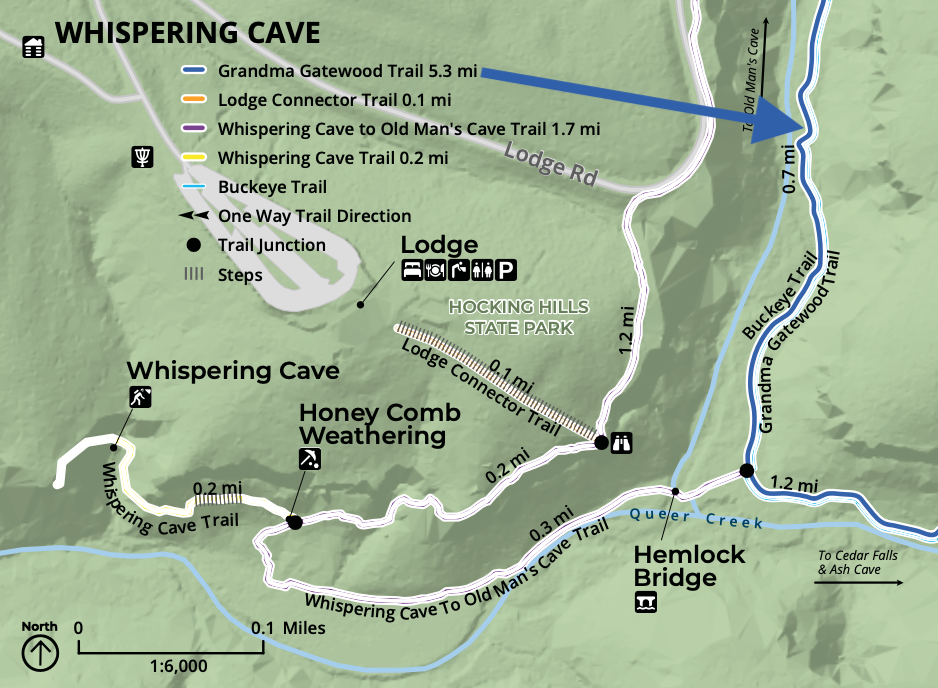Whispering Cave and Hemlock Bridge at Hocking Hills State Park