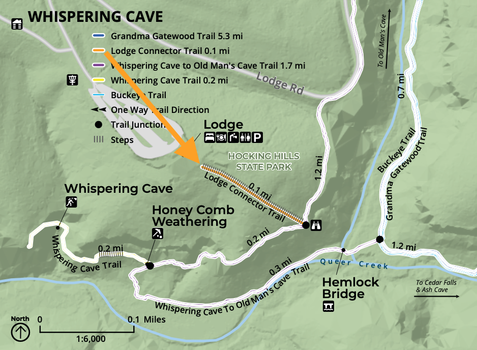 Whispering Cave and Hemlock Bridge at Hocking Hills State Park