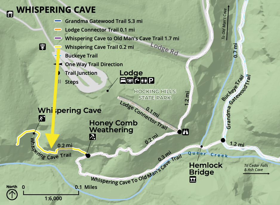 Whispering Cave and Hemlock Bridge at Hocking Hills State Park
